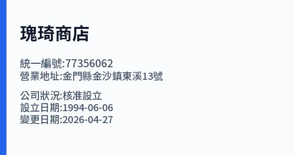 瑰琦商店的照片-統編 77356062(金門縣) 公司登記資料與營業項目詳細圖表