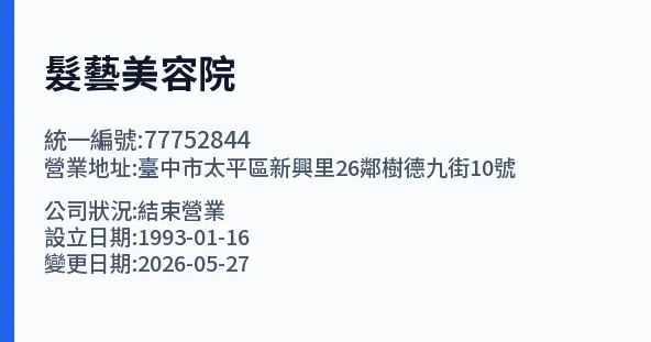 髮藝美容院的照片-統編 77752844(臺中市) 公司登記資料與營業項目詳細圖表
