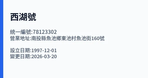 西湖號的照片-統編 78123302(南投縣) 公司登記資料與營業項目詳細圖表