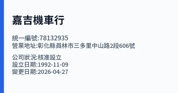 嘉吉機車行的照片-統編 78132935(彰化縣) 公司登記資料與營業項目詳細圖表