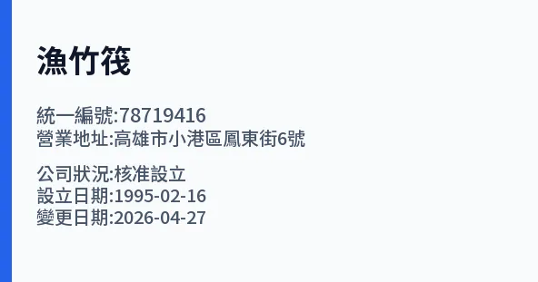 漁竹筏的照片-統編 78719416(高雄市) 公司登記資料與營業項目詳細圖表