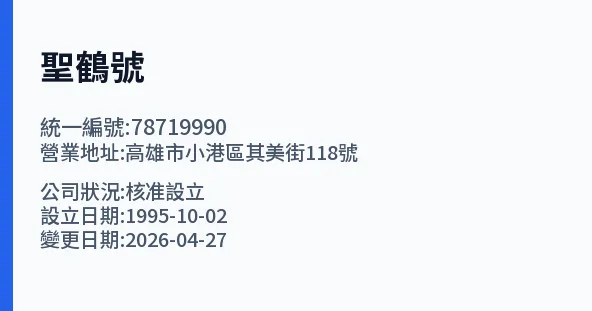 聖鶴號的照片-統編 78719990(高雄市) 公司登記資料與營業項目詳細圖表