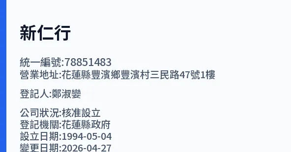 新仁行的照片-統編 78851483(花蓮縣) 公司登記資料與營業項目詳細圖表