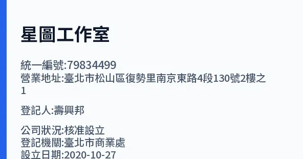 星圖工作室的照片-統編 79834499(臺北市) 公司登記資料與營業項目詳細圖表
