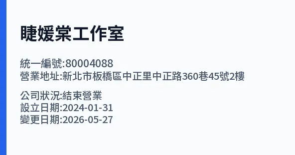 睫媛棠工作室的照片-統編 80004088(新北市) 公司登記資料與營業項目詳細圖表