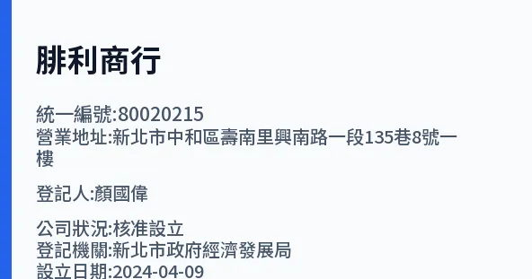 腓利商行的照片-統編 80020215(新北市) 公司登記資料與營業項目詳細圖表