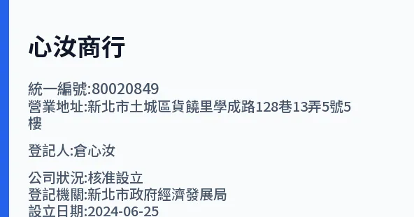 心汝商行的照片-統編 80020849(新北市) 公司登記資料與營業項目詳細圖表