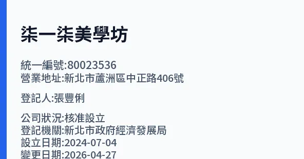 柒一柒美學坊的照片-統編 80023536(新北市) 公司登記資料與營業項目詳細圖表