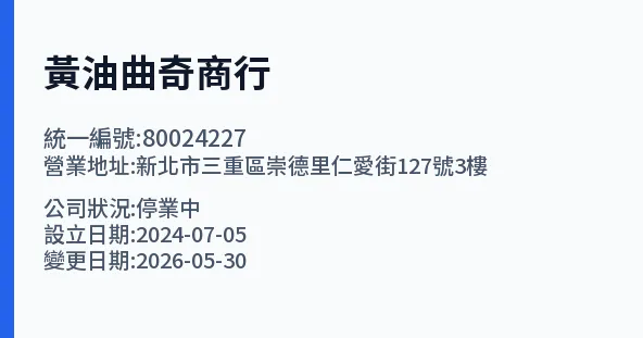 黃油曲奇商行的照片-統編 80024227(新北市) 公司登記資料與營業項目詳細圖表
