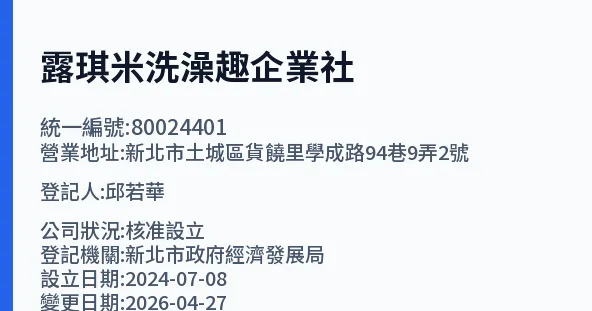 露琪米洗澡趣企業社的照片-統編 80024401(新北市) 公司登記資料與營業項目詳細圖表