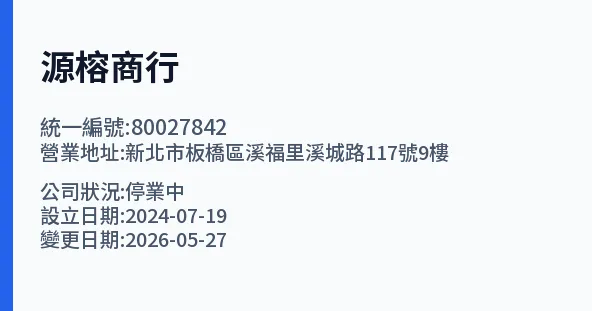 源榕商行的照片-統編 80027842(新北市) 公司登記資料與營業項目詳細圖表
