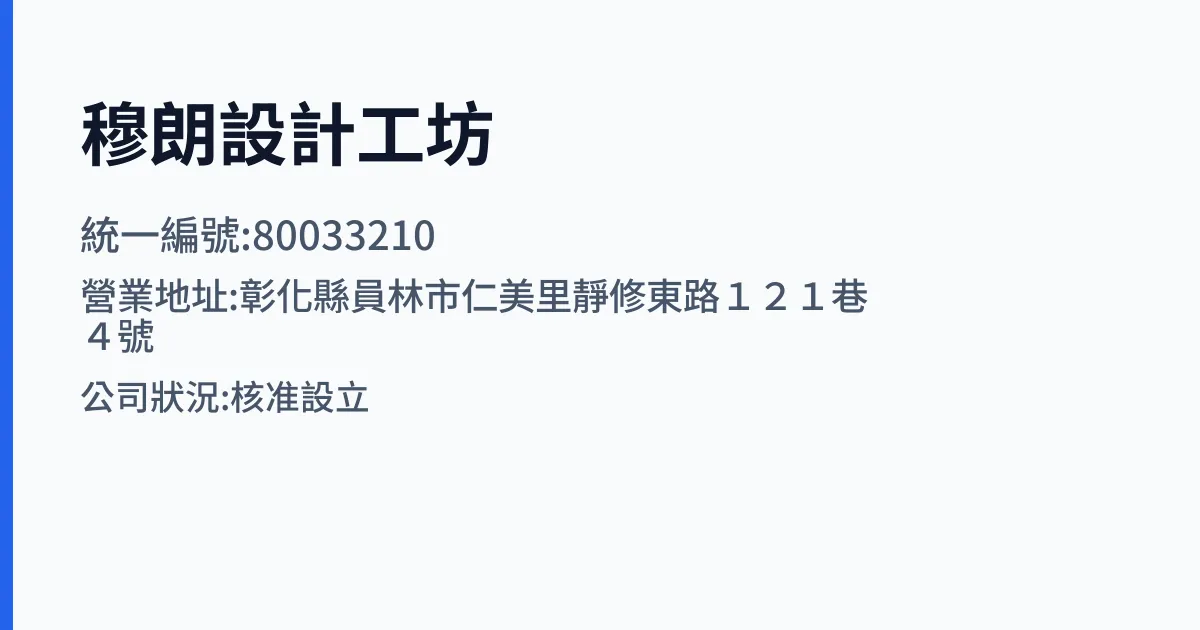 穆朗設計工坊 - 統編 80033210（彰化縣） 公司登記資料與營業項目詳細圖表