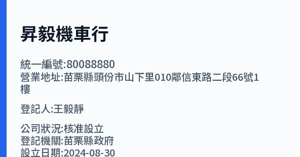 昇毅機車行的照片-統編 80088880(苗栗縣) 公司登記資料與營業項目詳細圖表