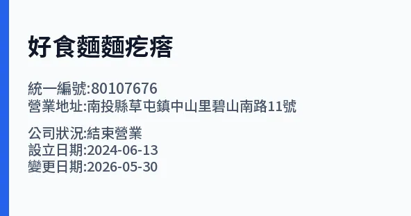 好食麵麵疙瘩的照片-統編 80107676(南投縣) 公司登記資料與營業項目詳細圖表