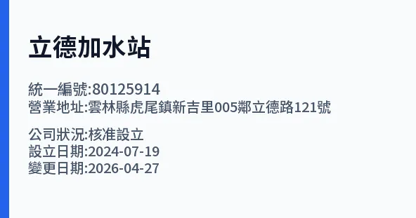 立德加水站的照片-統編 80125914(雲林縣) 公司登記資料與營業項目詳細圖表