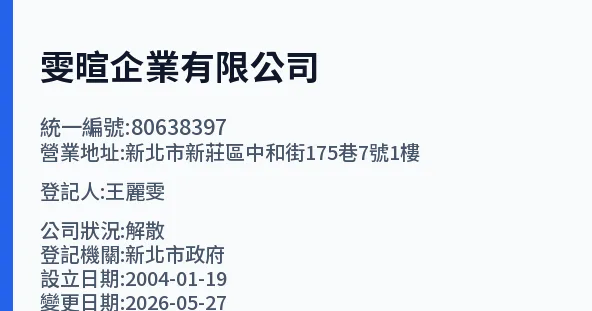 雯暄企業有限公司的照片-統編 80638397(新北市) 公司登記資料與營業項目詳細圖表
