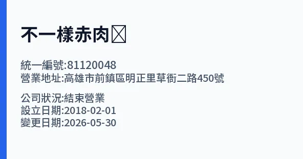 不一樣赤肉焿的照片-統編 81120048(高雄市) 公司登記資料與營業項目詳細圖表