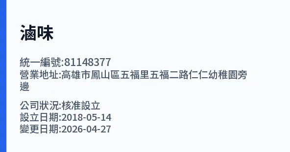 滷味的照片-統編 81148377(高雄市) 公司登記資料與營業項目詳細圖表