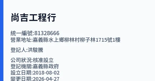 尚吉工程行的照片-統編 81328666(嘉義縣) 公司登記資料與營業項目詳細圖表