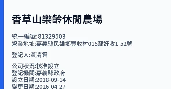 香草山樂齡休閒農場的照片-統編 81329503(嘉義縣) 公司登記資料與營業項目詳細圖表