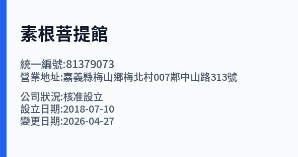 素根菩提館的照片-統編 81379073(嘉義縣) 公司登記資料與營業項目詳細圖表