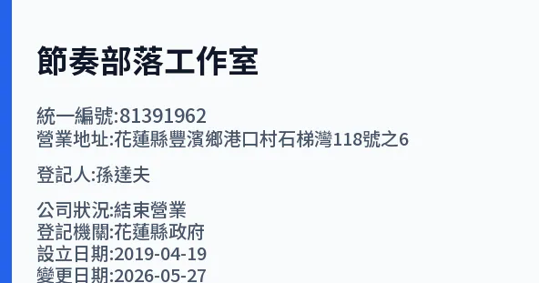 節奏部落工作室的照片-統編 81391962(花蓮縣) 公司登記資料與營業項目詳細圖表