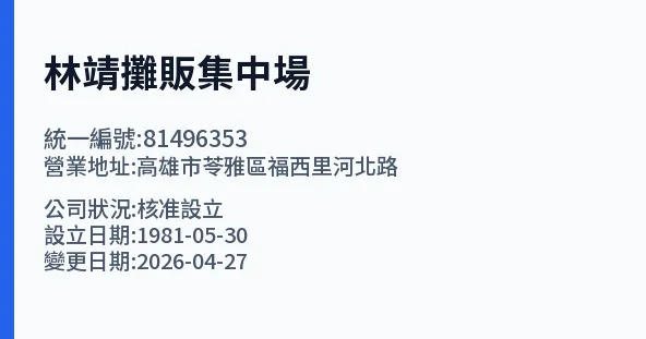 林靖攤販集中場的照片-統編 81496353(高雄市) 公司登記資料與營業項目詳細圖表