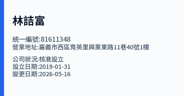林詰富的照片-統編 81611348(嘉義市) 公司登記資料與營業項目詳細圖表