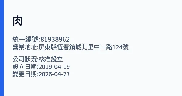 肉的照片-統編 81938962(屏東縣) 公司登記資料與營業項目詳細圖表