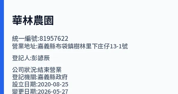 華林農園的照片-統編 81957622(嘉義縣) 公司登記資料與營業項目詳細圖表