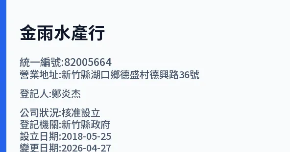 金雨水產行的照片-統編 82005664(新竹縣) 公司登記資料與營業項目詳細圖表
