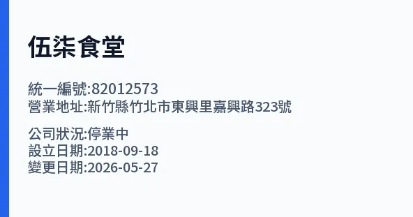 伍柒食堂的照片-統編 82012573(新竹縣) 公司登記資料與營業項目詳細圖表