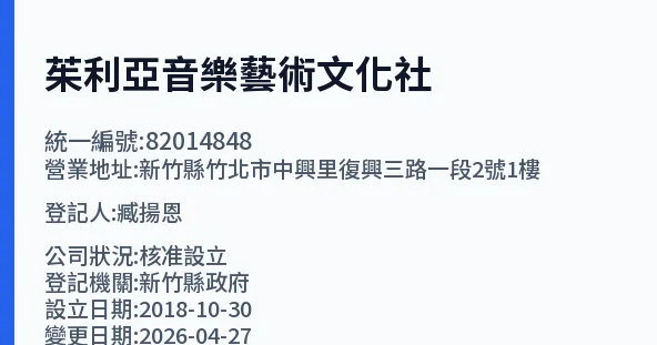 茱利亞音樂藝術文化社的照片-統編 82014848(新竹縣) 公司登記資料與營業項目詳細圖表