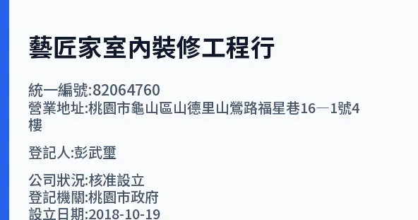 藝匠家室內裝修工程行的照片-統編 82064760(桃園市) 公司登記資料與營業項目詳細圖表