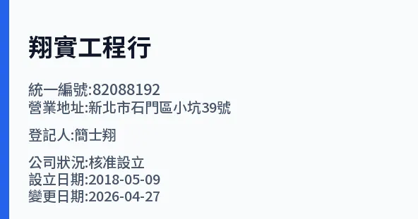 翔實工程行的照片-統編 82088192(新北市) 公司登記資料與營業項目詳細圖表