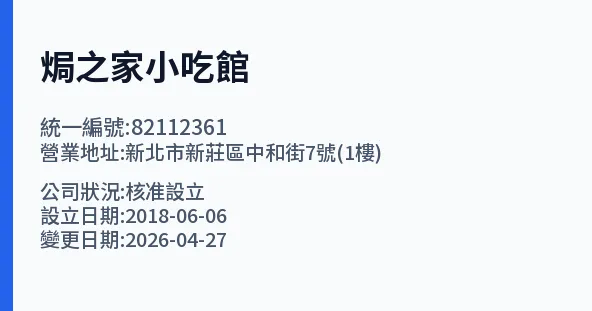 焗之家小吃館的照片-統編 82112361(新北市) 公司登記資料與營業項目詳細圖表
