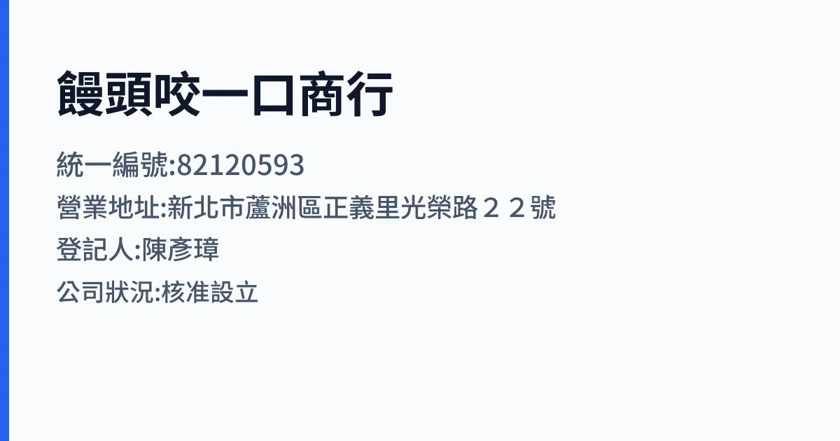 饅頭咬一口商行 - 統編 82120593(新北市) 公司登記資料與營業項目詳細圖表