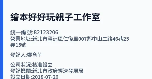 繪本好好玩親子工作室的照片-統編 82123206(新北市) 公司登記資料與營業項目詳細圖表