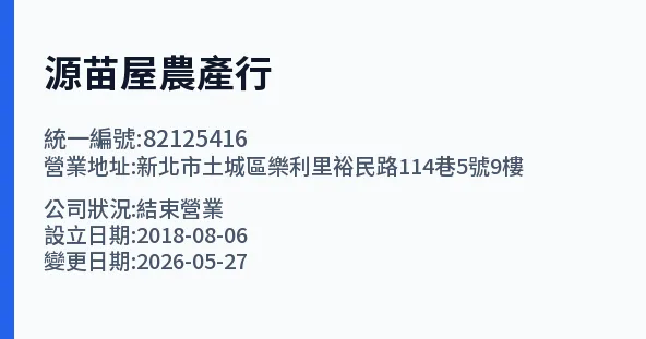 源苗屋農產行的照片-統編 82125416(新北市) 公司登記資料與營業項目詳細圖表