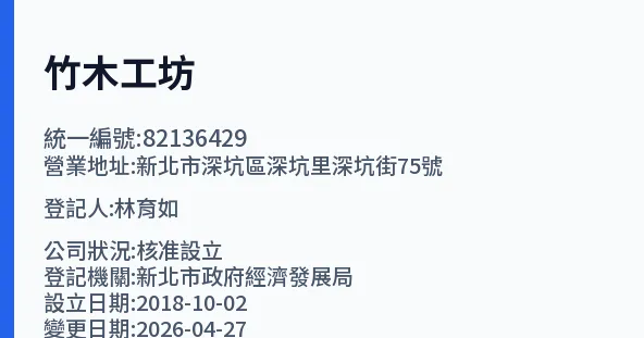 竹木工坊的照片-統編 82136429(新北市) 公司登記資料與營業項目詳細圖表