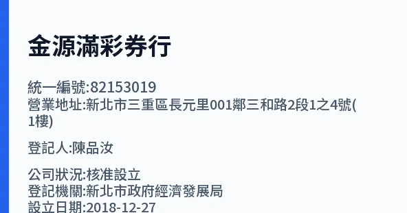 金源滿彩券行的照片-統編 82153019(新北市) 公司登記資料與營業項目詳細圖表