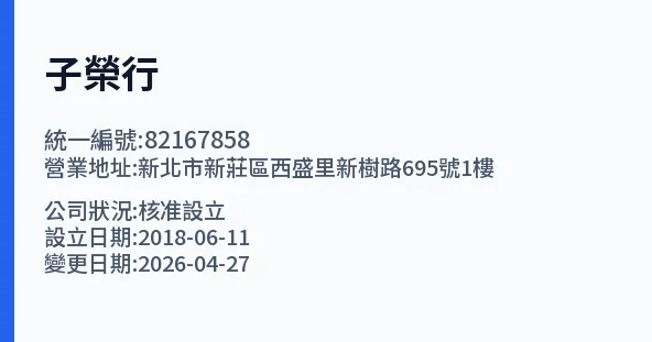 子榮行的照片-統編 82167858(新北市) 公司登記資料與營業項目詳細圖表