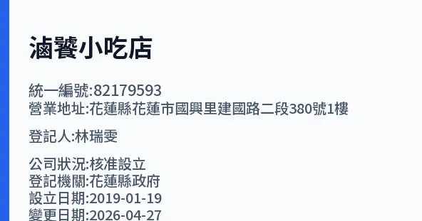 滷饕小吃店的照片-統編 82179593(花蓮縣) 公司登記資料與營業項目詳細圖表