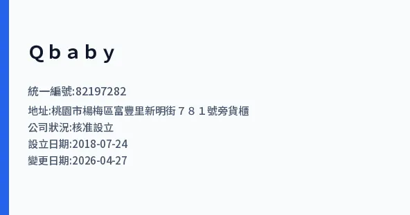 Qbaby的照片-統編 82197282(桃園市) 公司登記資料與營業項目詳細圖表