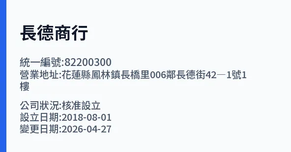 長德商行的照片-統編 82200300(花蓮縣) 公司登記資料與營業項目詳細圖表