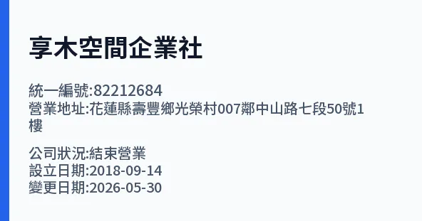 享木空間企業社的照片-統編 82212684(花蓮縣) 公司登記資料與營業項目詳細圖表