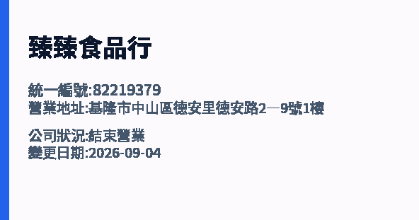 臻臻食品行的照片-統編 82219379(基隆市) 公司登記資料與營業項目詳細圖表