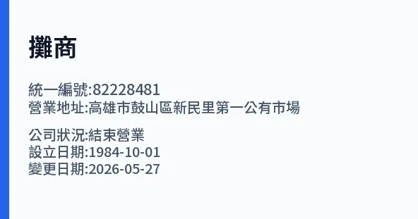 攤商的照片-統編 82228481(高雄市) 公司登記資料與營業項目詳細圖表