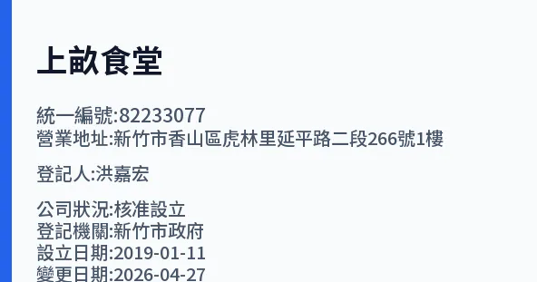 上畝食堂的照片-統編 82233077(新竹市) 公司登記資料與營業項目詳細圖表