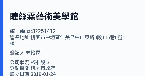 睫絲霖藝術美學館的照片-統編 82251412(桃園市) 公司登記資料與營業項目詳細圖表
